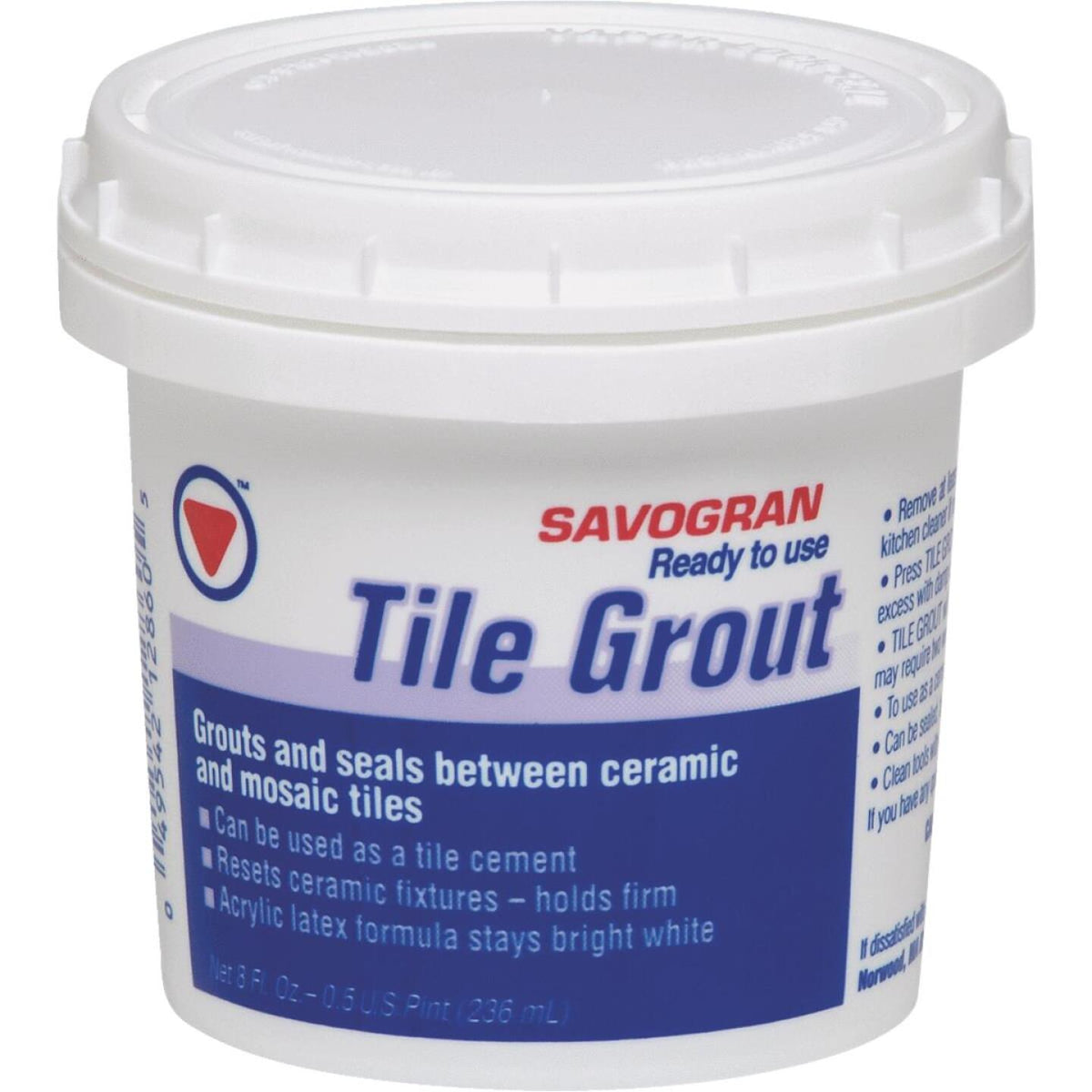 Savogran 1/2 Pint Bright White Pre-Mixed Tile Grout - Jacksonville, FL ...