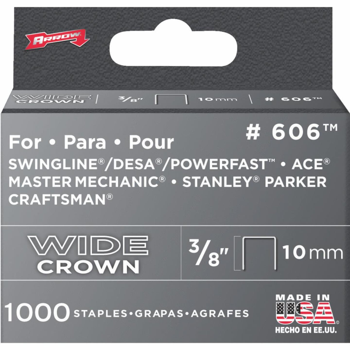 Arrow Heavy-Duty Wide Crown Staple, 3/8 In. (1000-Pack) - Jacksonville ...